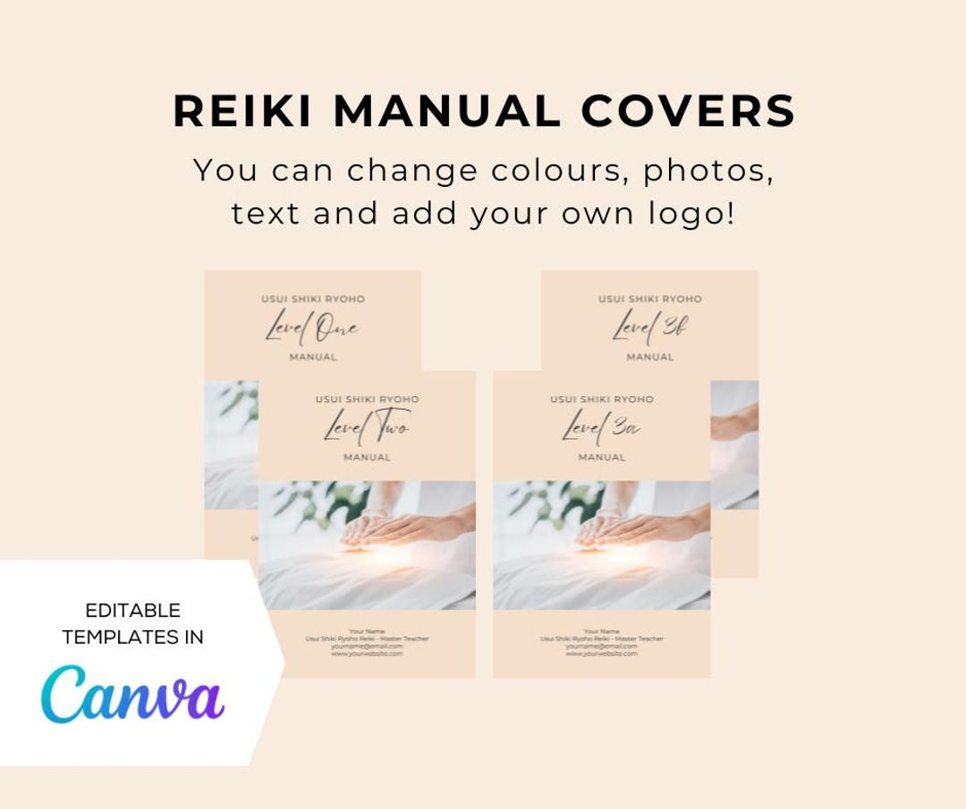 Editable Reiki Manual Covers 4 X A4 Templates for Reiki Practitioners ...