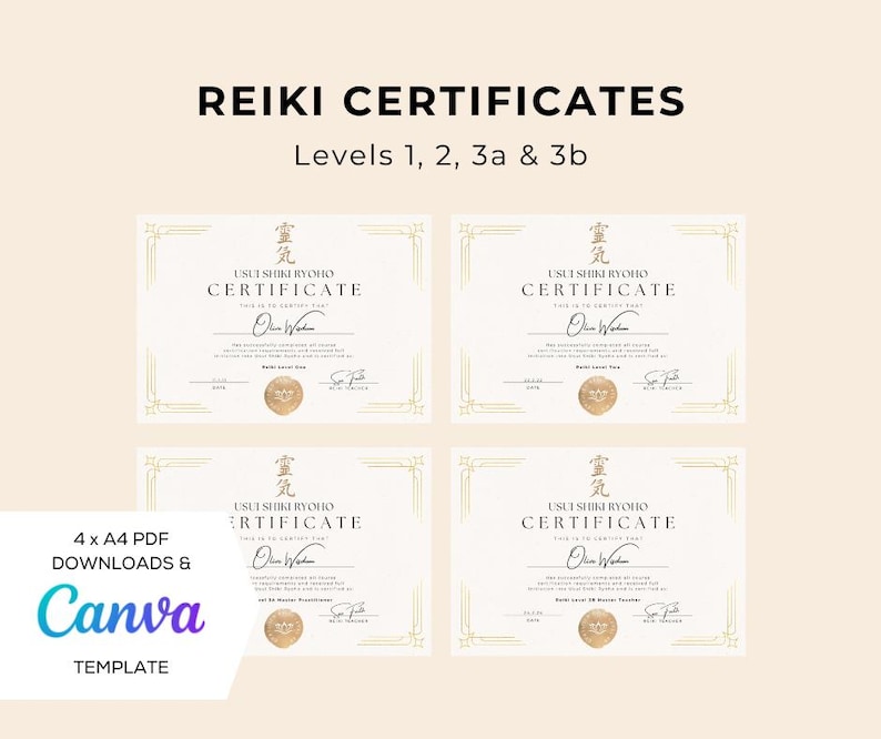 Printable Reiki Certification Bundle – Reiki Levels I, II and Master ...