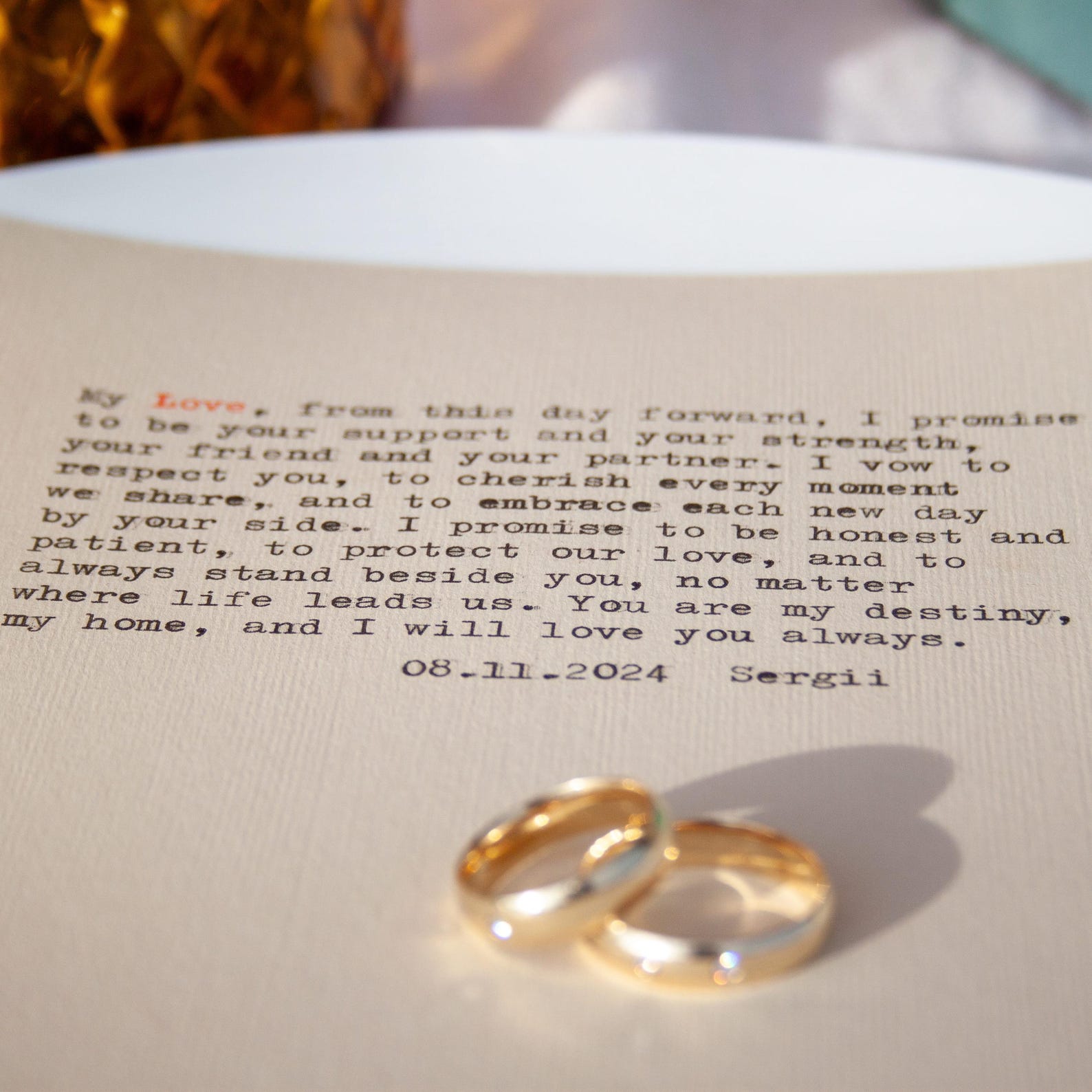 Personalized Wedding Vows Keepsake | Hand-typed Typewriter Print ...