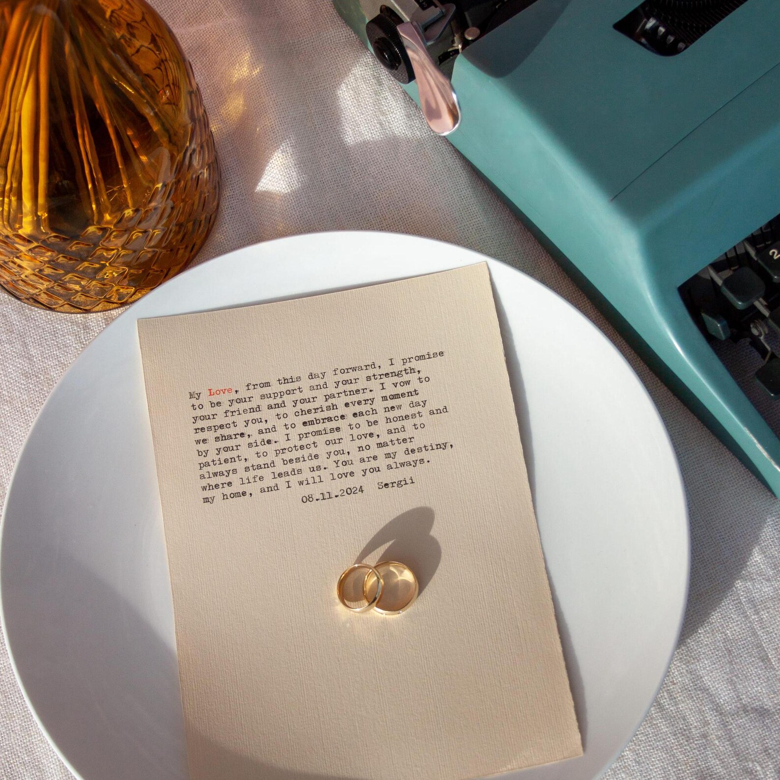Personalized Wedding Vows Keepsake | Hand-typed Typewriter Print ...