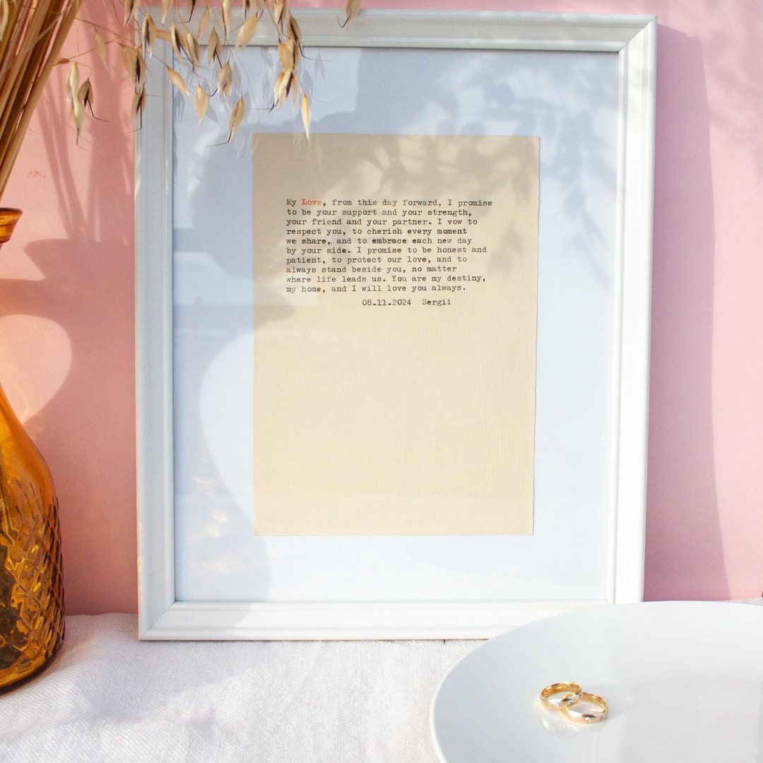 Personalized Wedding Vows Keepsake | Hand-typed Typewriter Print ...