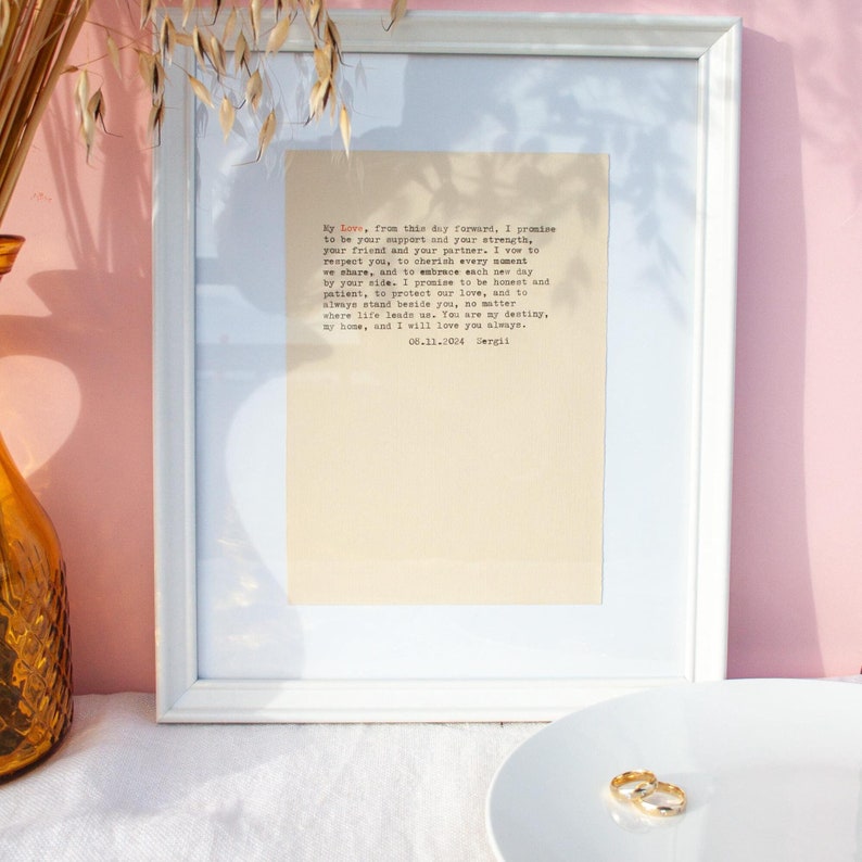 Personalized Wedding Vows Keepsake | Hand-typed Typewriter Print ...