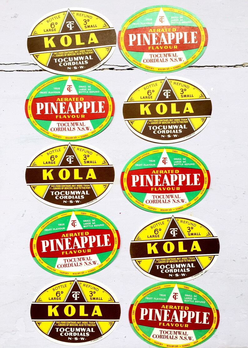10 Vintage Paper, Vintage Labels, Vintage Soft Drink Labels, Australia ...