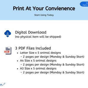 2025 Animal Bundle Calendar, Single Page Full Year Calendar, Portrait ...