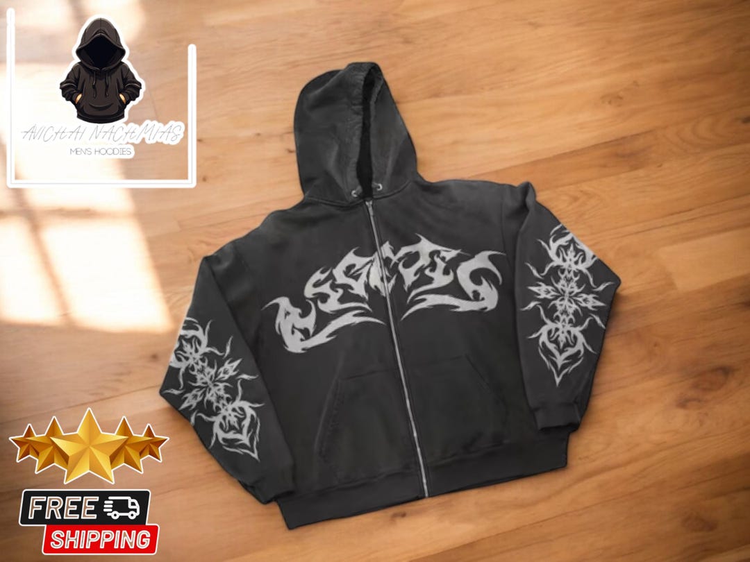 Men's Street Punk Hoodie | Retro Flame Print Sweatshirt | Urban Style ...