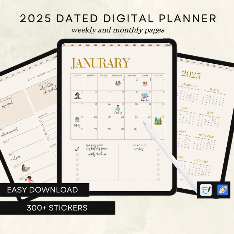 2025 Digital Planner Goodnotes Planner Dated Planner iPad Planner ...