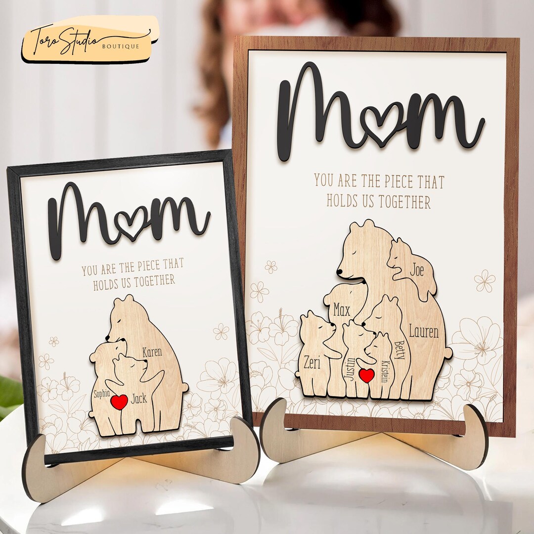 Mom Puzzle Sign, Bear Family Puzzle Sign, Family Bear Puzzle, Mom Gift ...