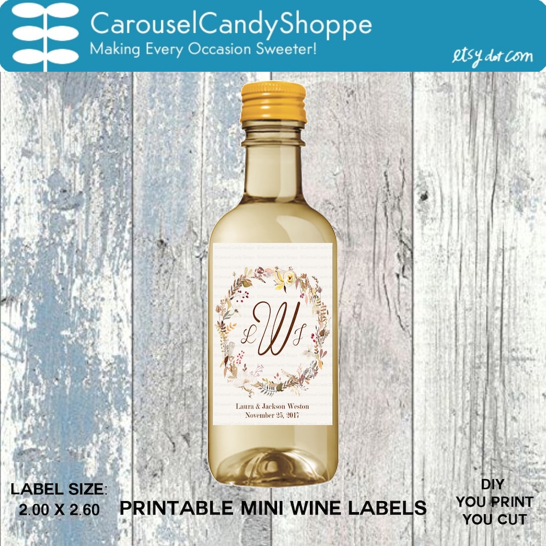 Autumn Wedding Favors - Fall Flowerstheme Mini Wine Bottle Labels - DIY ...