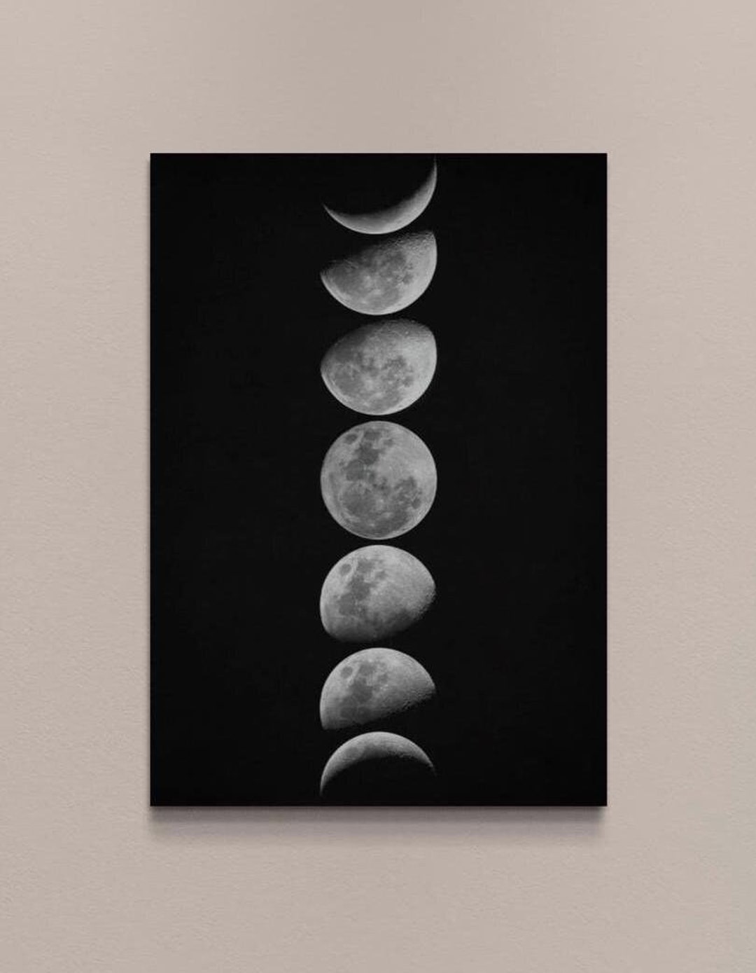 Phases of the Moon Canvas Wall Art Minimalist Lunar Cycle Print on ...