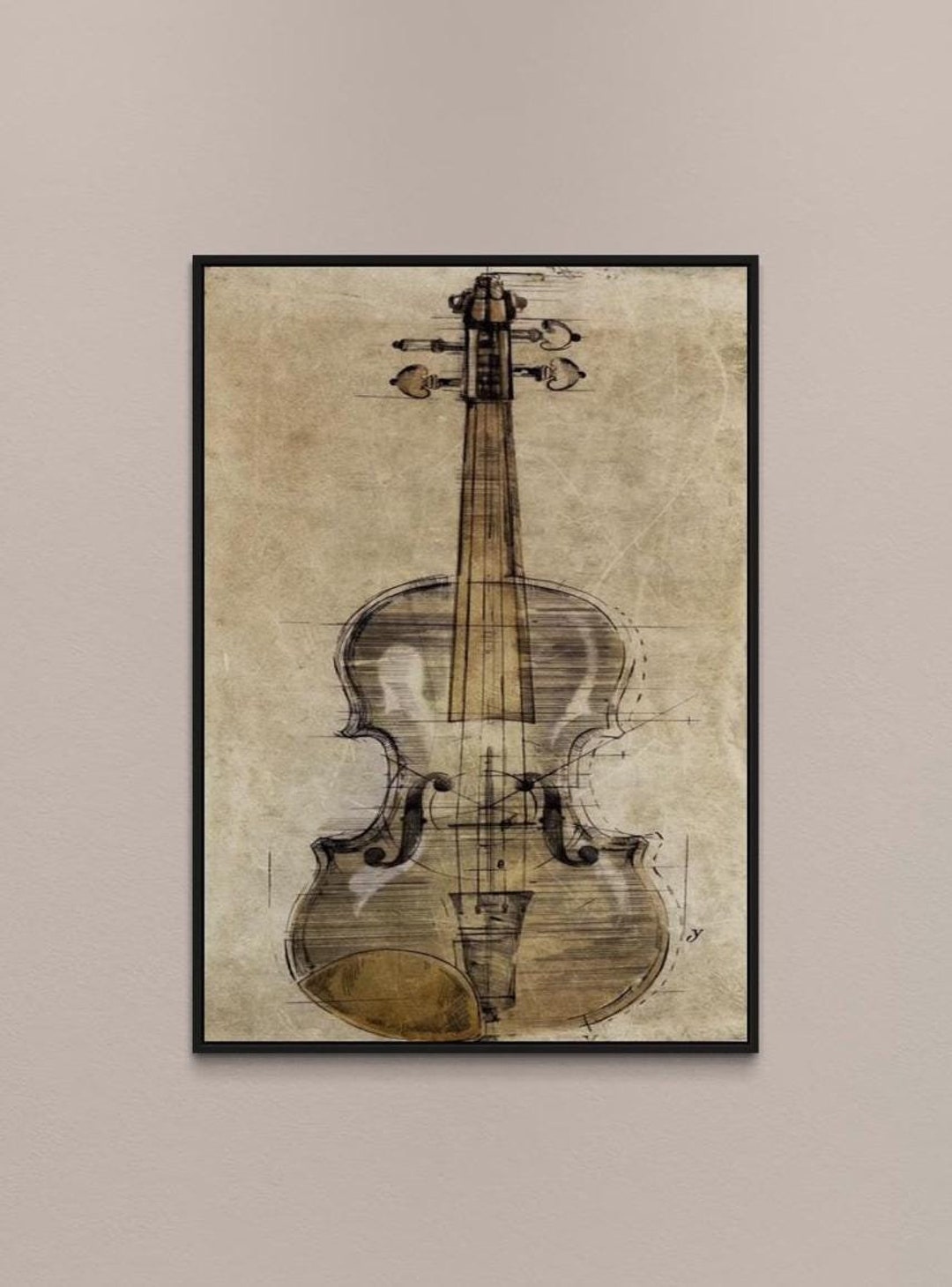 Violin Wall Art Canvas, Cute Violin Print for Home Decor, Modern Violin ...