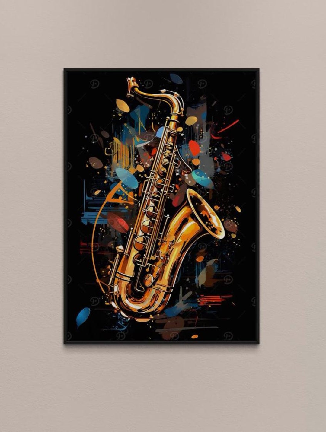 Saxophone Wall Art Canvas, Cute Saxophone Print for Home Decor, Modern ...