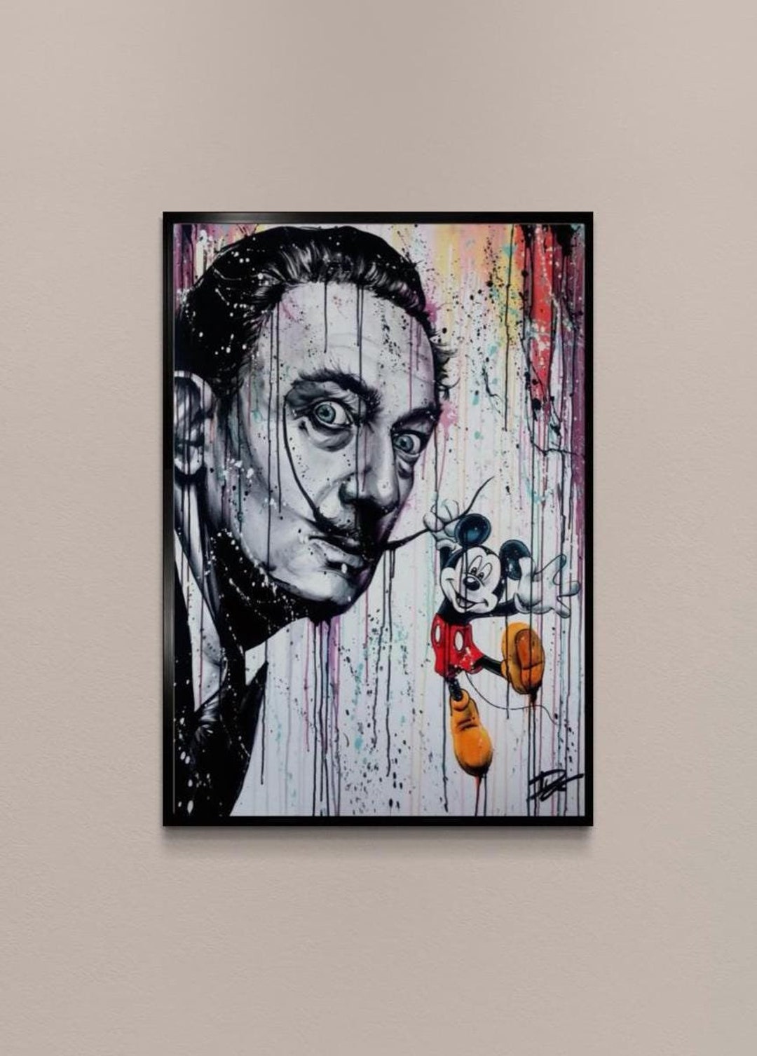Mickey Mouse Holding Onto Salvador Dali's Iconic Mustache Pop Art ...