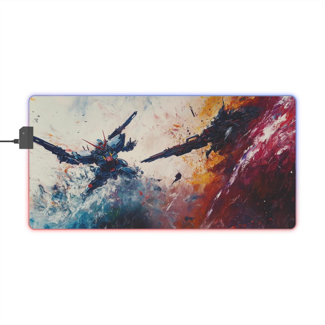 Gundam LED Gaming Mouse Pad, Mecha Anime Design, LED Desk Mat, Gamer ...
