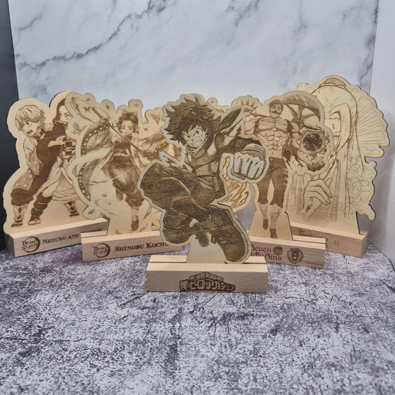 Saja Boys Wooden Stand – K-pop Demon Hunters Anime Fan Art – Hand ...