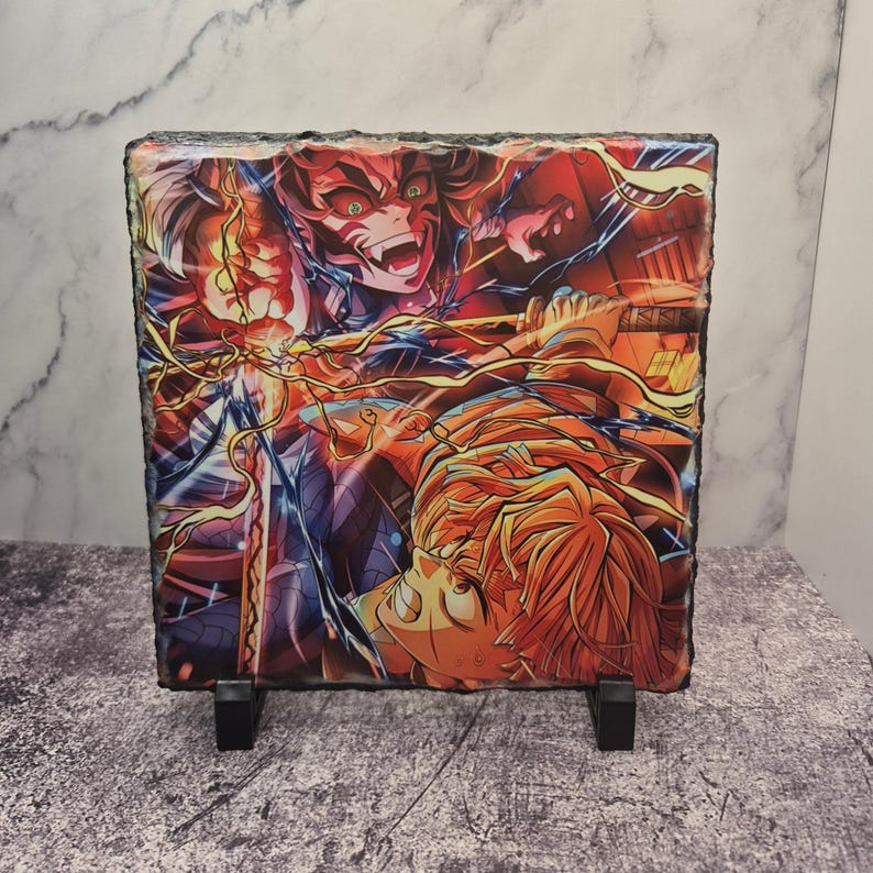 Zenitsu Vs Kaigaku Photo Slate – Demon Slayer Anime Art – Matte Stone ...