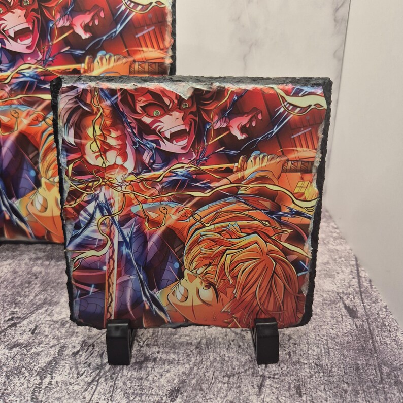 Zenitsu Vs Kaigaku Photo Slate – Demon Slayer Anime Art – Matte Stone ...