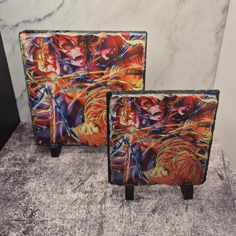 Zenitsu Vs Kaigaku Photo Slate – Demon Slayer Anime Art – Matte Stone ...