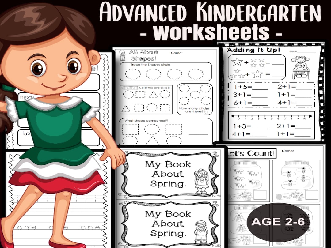 Advanced Kindergarten Printable Educational Learning Worksheets - Etsy