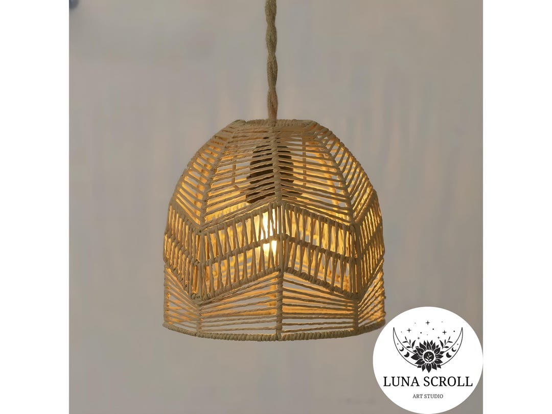 Handwoven Bamboo Pendant Light | Natural Rattan Wicker Lantern Lamp ...