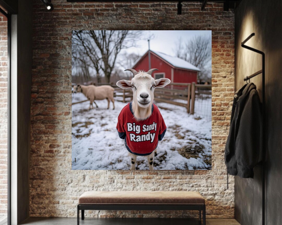 Big Sandy Randy Humorous Goat Portrait in a T-shirt Wall Artfunny Goat ...