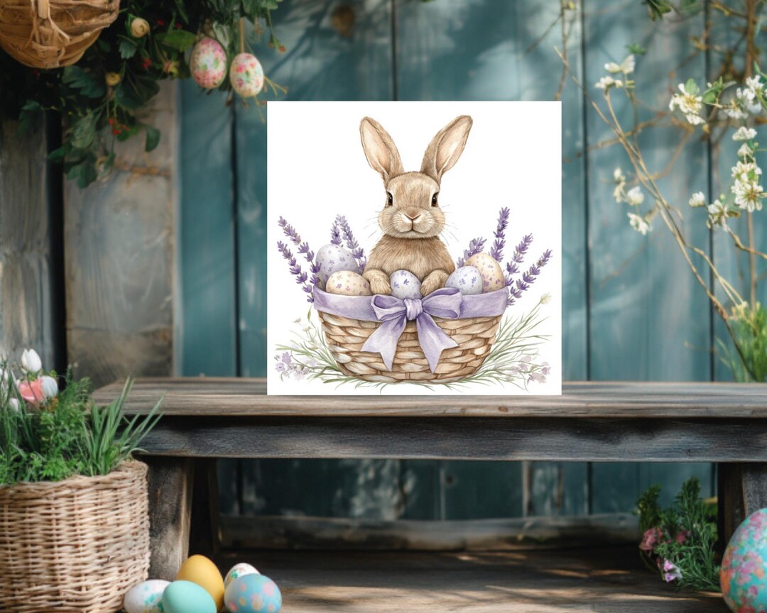 Easter Bunny Canvas Art – Cute Rabbit Print, Spring Pastel Nursery ...