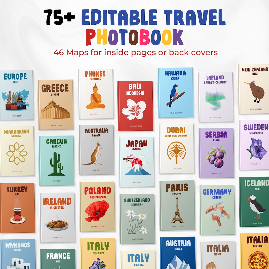 75+ Travel Photo Book Canva Templates, Custom Travel Book, Coffee ...