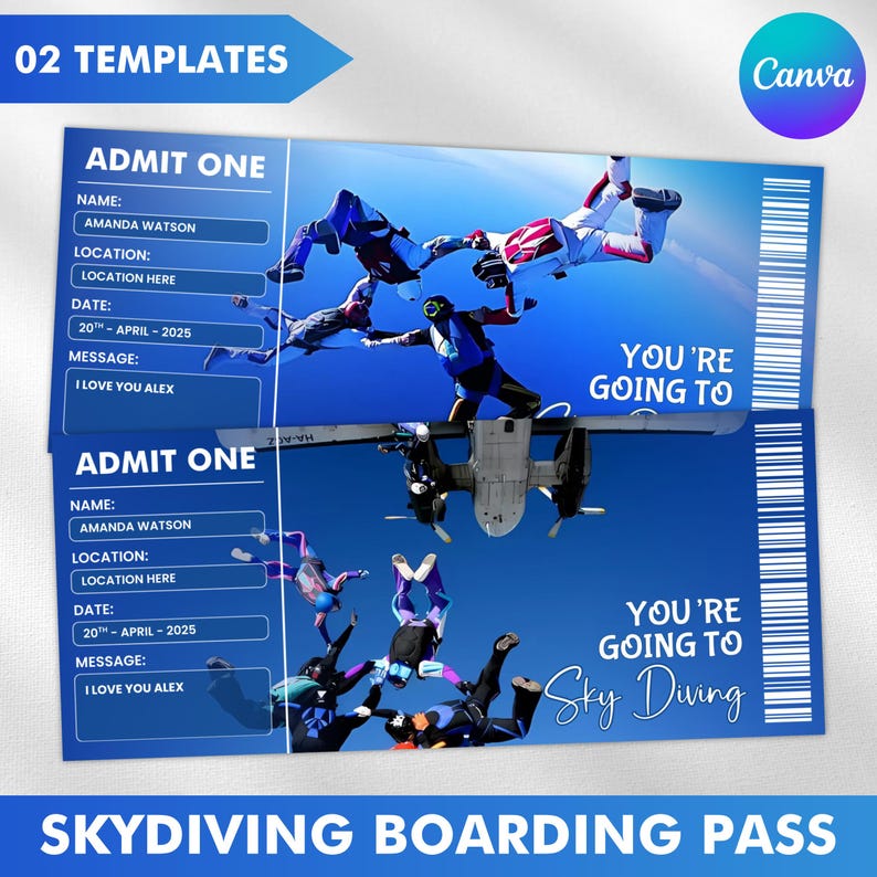 Digital Skydiving Surprise Gift Ticket, Skydiving Surprise Reveal ...