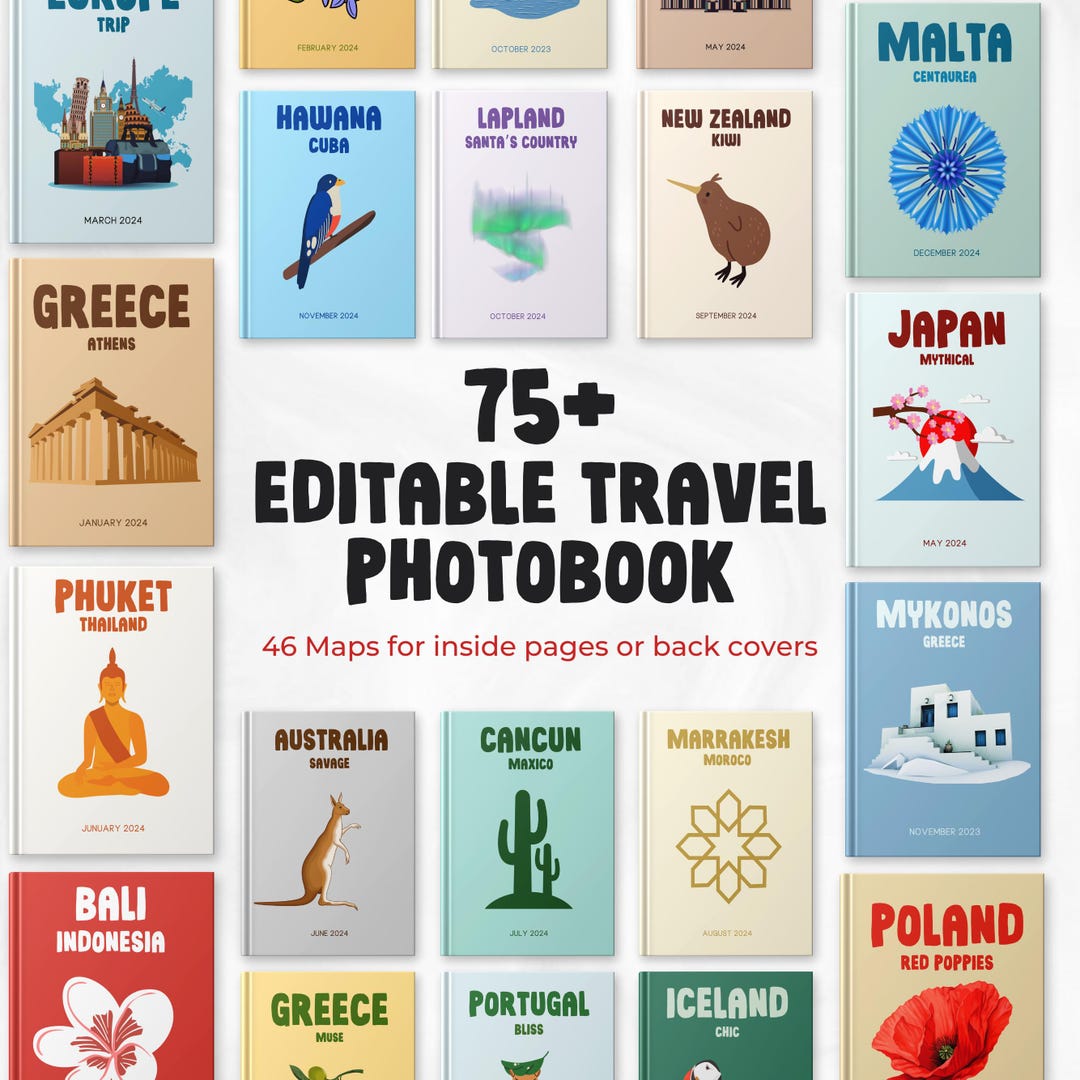 75+ Travel Photo Book Canva Templates, Custom Travel Book, Coffee ...