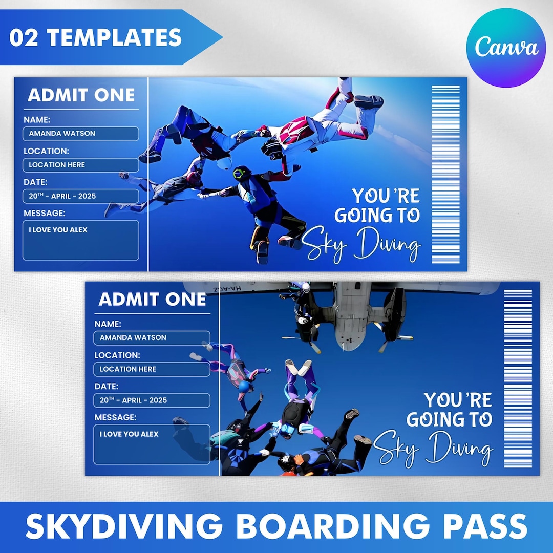 Digital Skydiving Surprise Gift Ticket, Skydiving Surprise Reveal ...