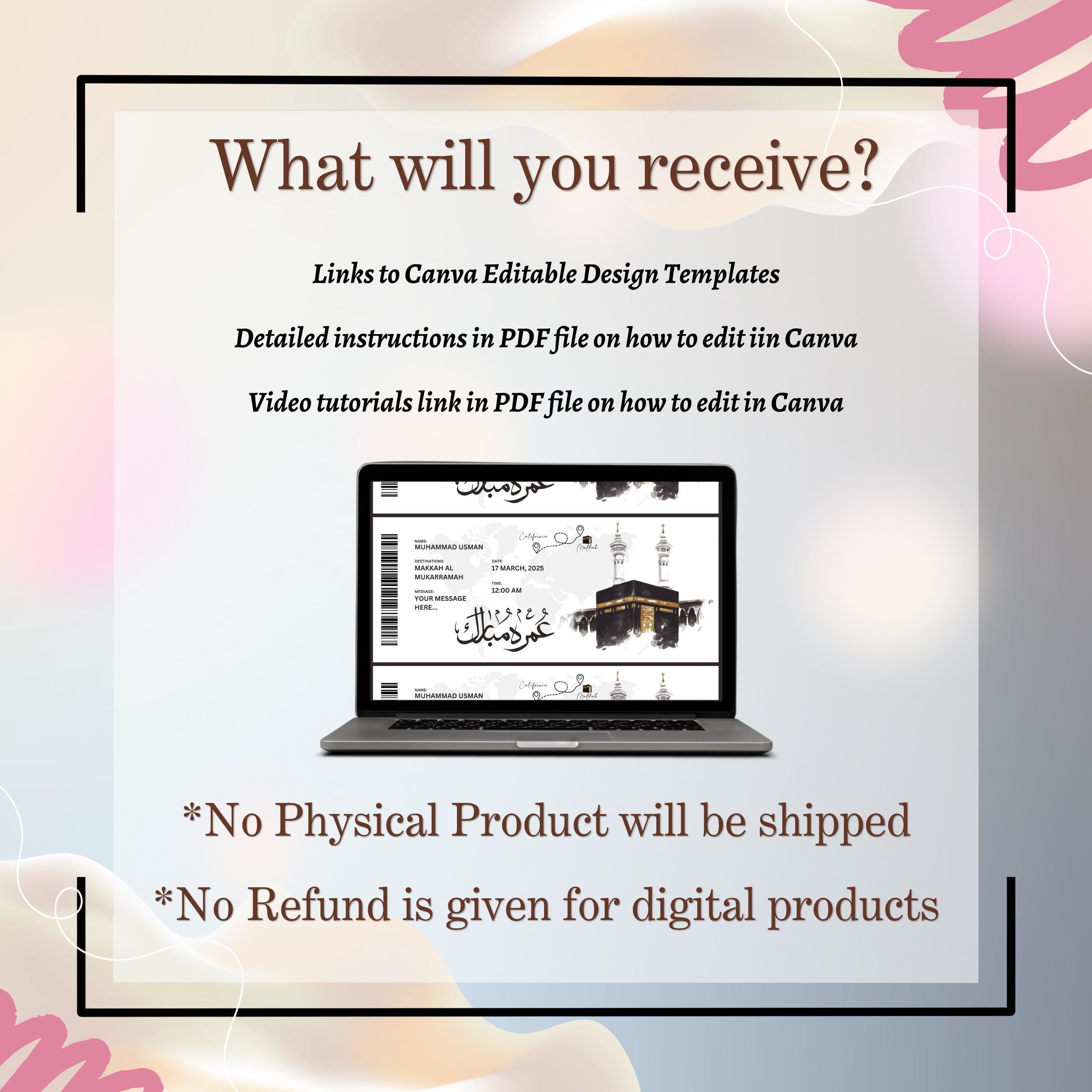 Hajj Boarding Pass, Editable Umrah Mubarak Boarding Pass, Hajj Plane ...