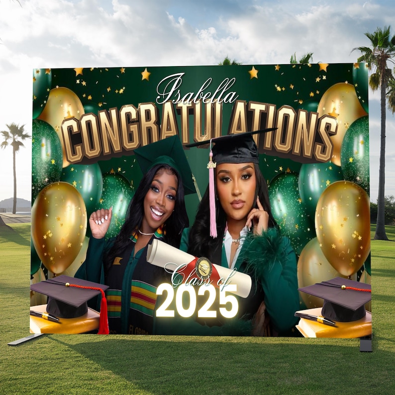 Graduation Backdrop Bundle, 4 Editable Graduate Backdrops, Canva Grad ...