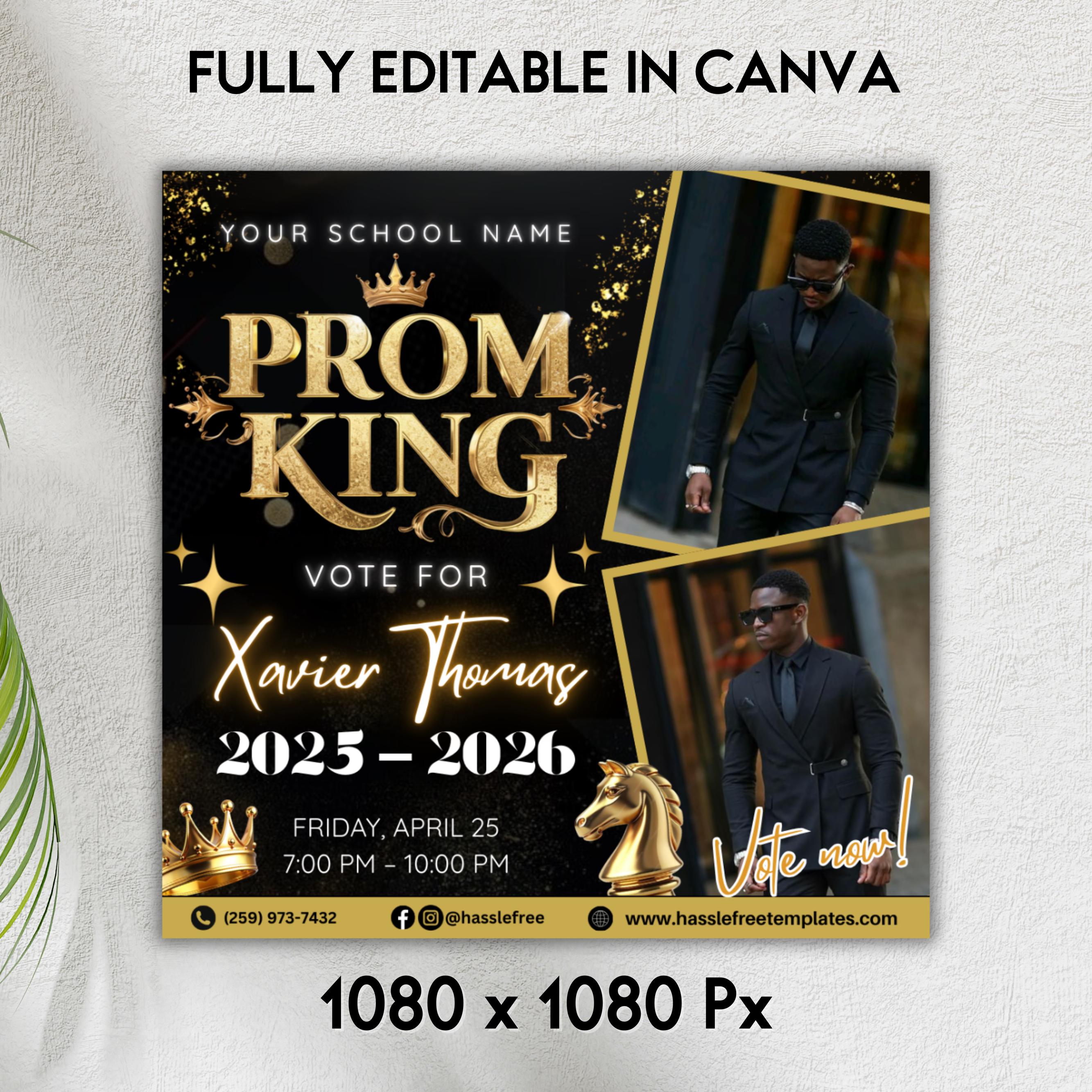 Vote for Prom King Flyer, Prom Send off Flyer, Prom Invitation Flyer ...