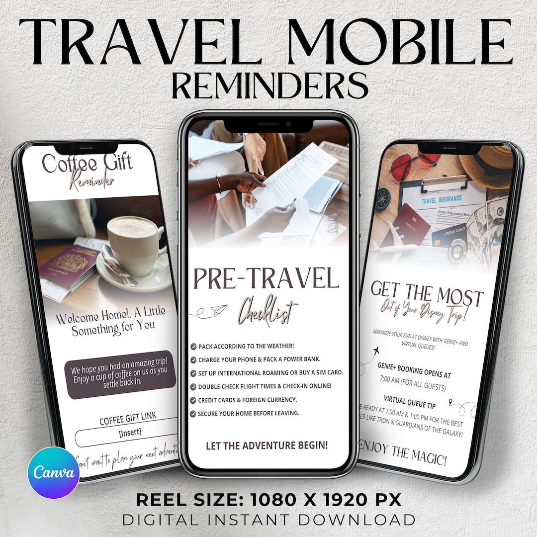 Travel Agent Mobile Reminders, Travel Agency Templates, Digital ...
