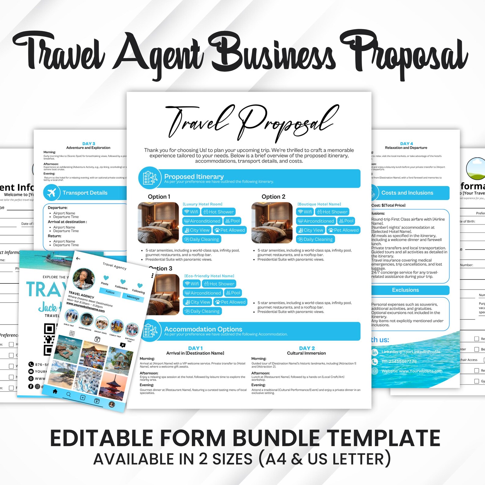 Travel Agent Forms Bundle, Travel Agent Proposal Template, Travel Agent ...