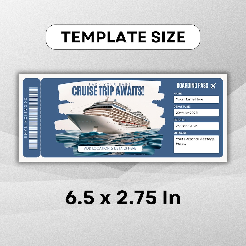 Boat Trip Ticket Template, Boat Trip Gift Voucher, Boat Tour Surprise ...