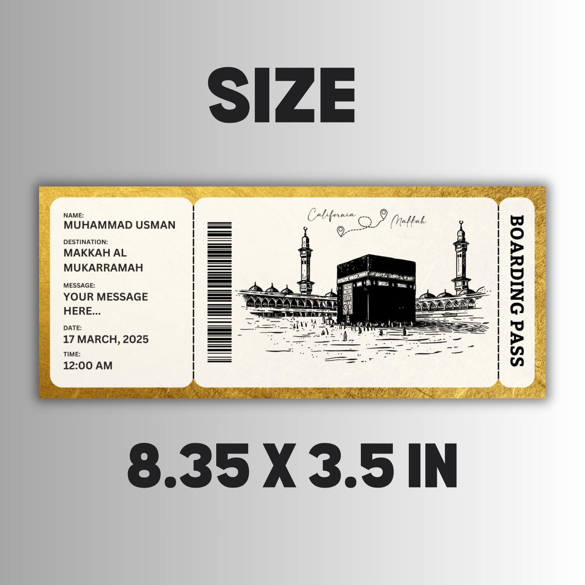 Hajj Boarding Pass, Editable Umrah Mubarak Boarding Pass, Hajj Plane ...