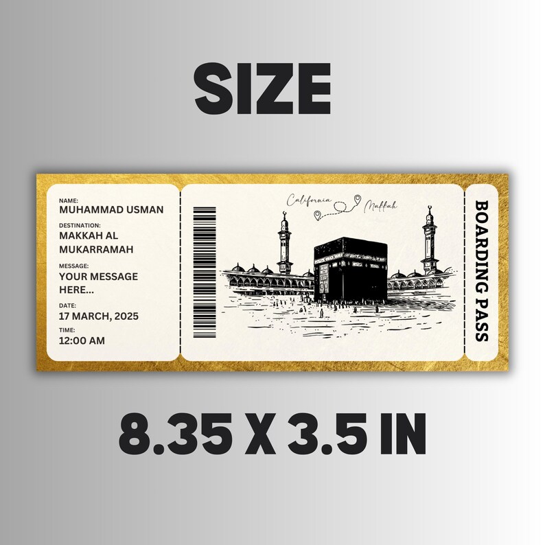 Hajj Boarding Pass, Editable Umrah Mubarak Boarding Pass, Hajj Plane ...