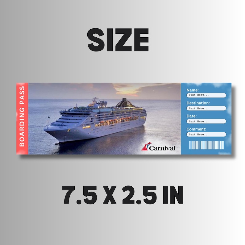 Carnival Cruise Boarding Pass, Printable Surprise Vacation Trip Ticket ...