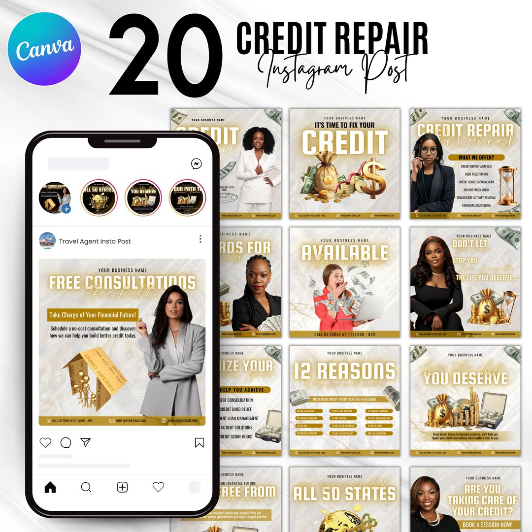 Credit Repair Instagram Post,credit Repair Social Media Template,credit ...