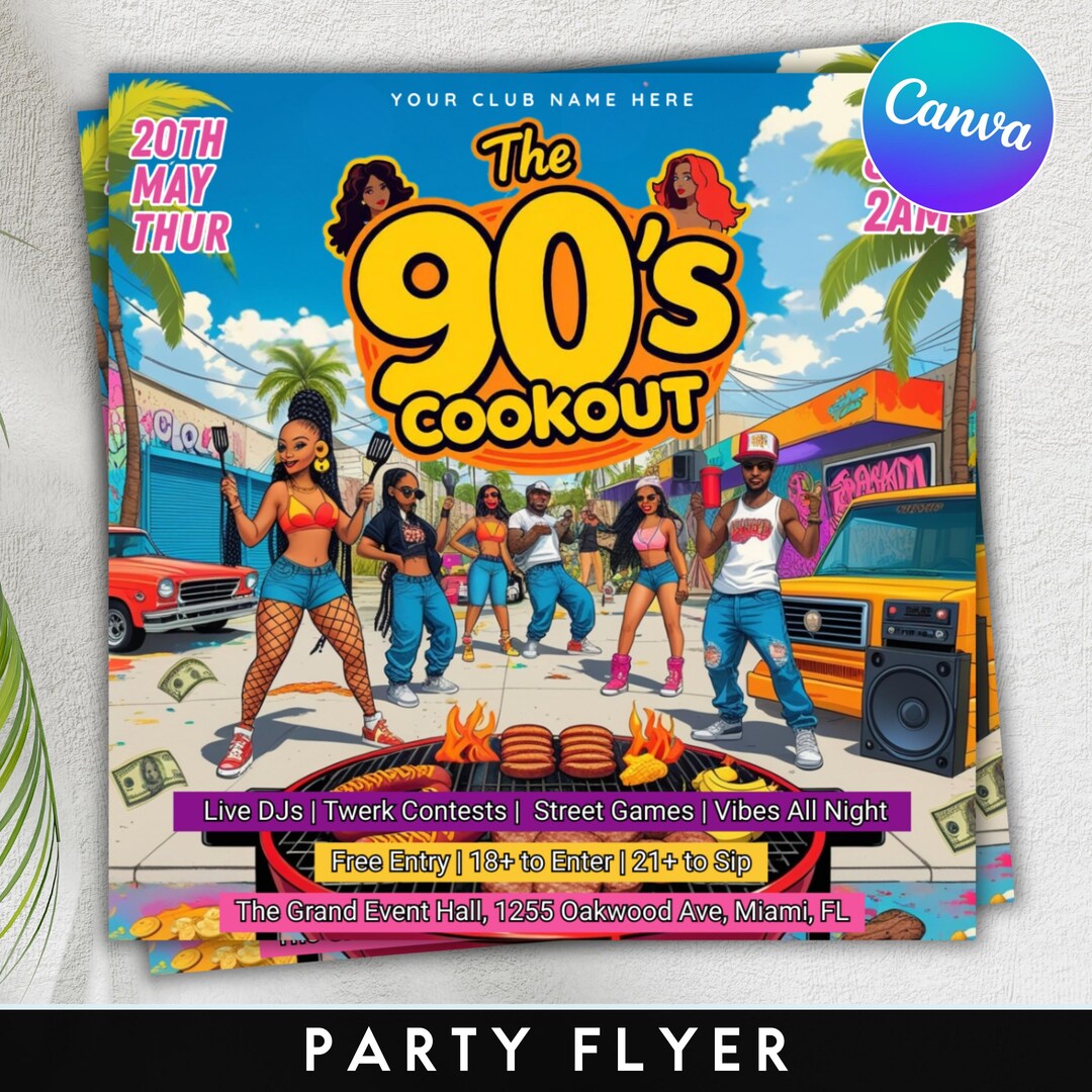 Freaknik Party Flyer, 90's Cookout Flyer, Nightclub Flyer, Pool Mansion ...