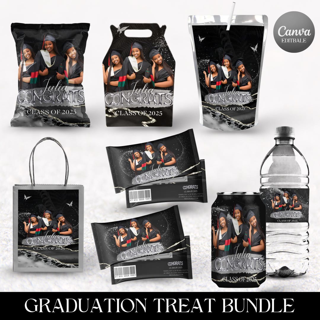 Senior Graduation Party Favor Bundle, Personalized Black & Silver ...