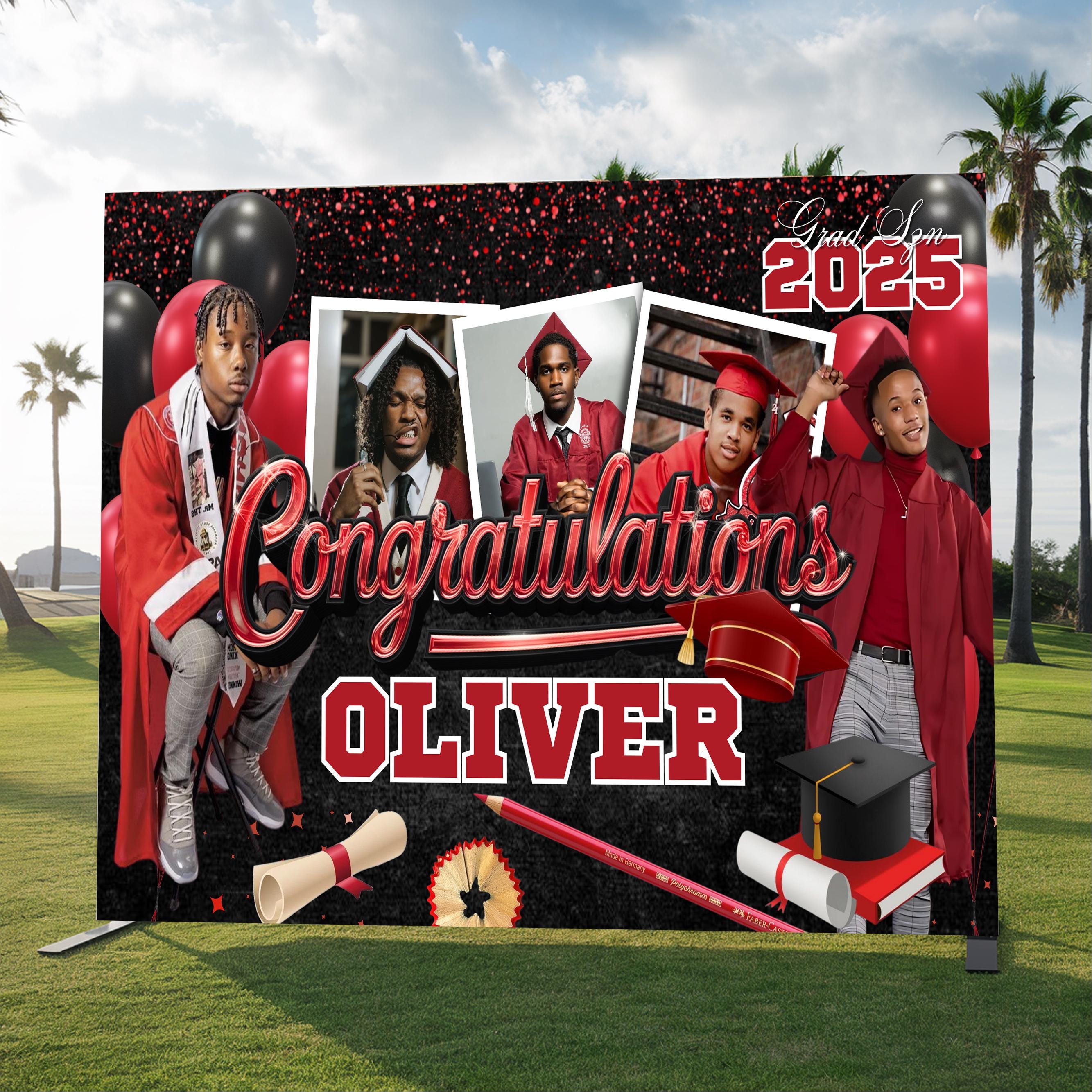 Graduation Backdrop Bundle, 4 Editable Graduate Backdrops, Canva Grad ...