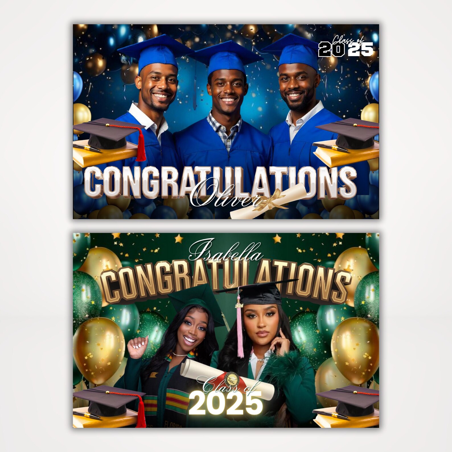 Graduation Backdrop Bundle, 4 Editable Graduate Backdrops, Canva Grad ...