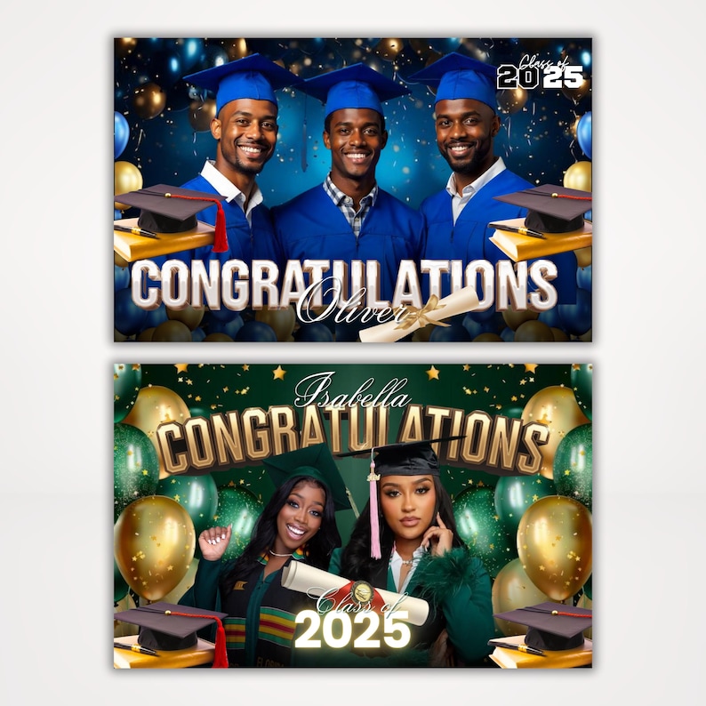Graduation Backdrop Bundle, 4 Editable Graduate Backdrops, Canva Grad ...