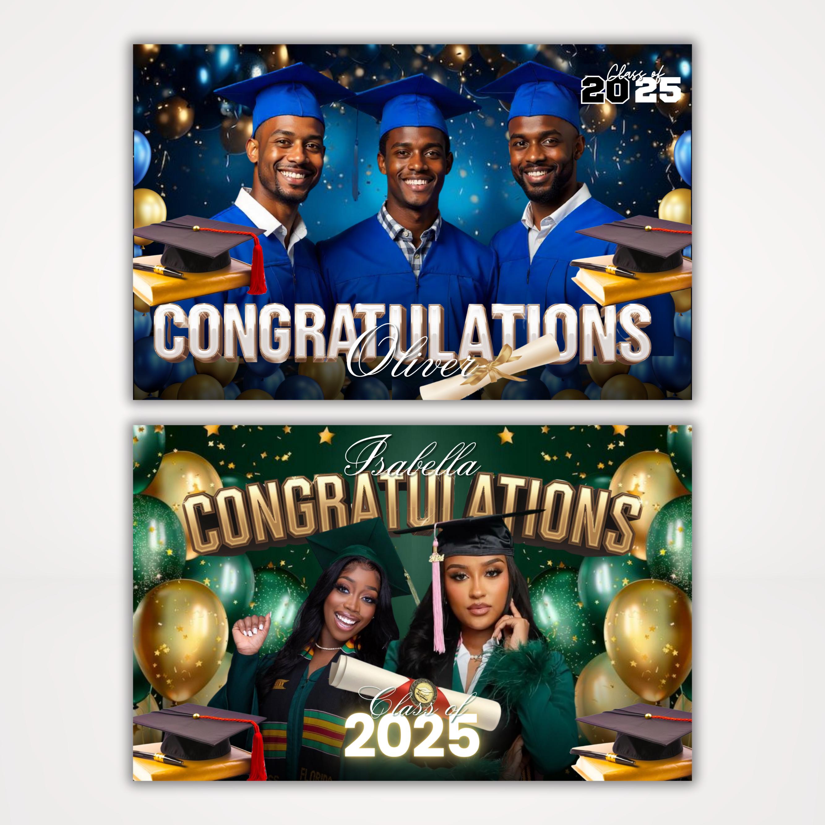 Graduation Backdrop Bundle, 4 Editable Graduate Backdrops, Canva Grad ...