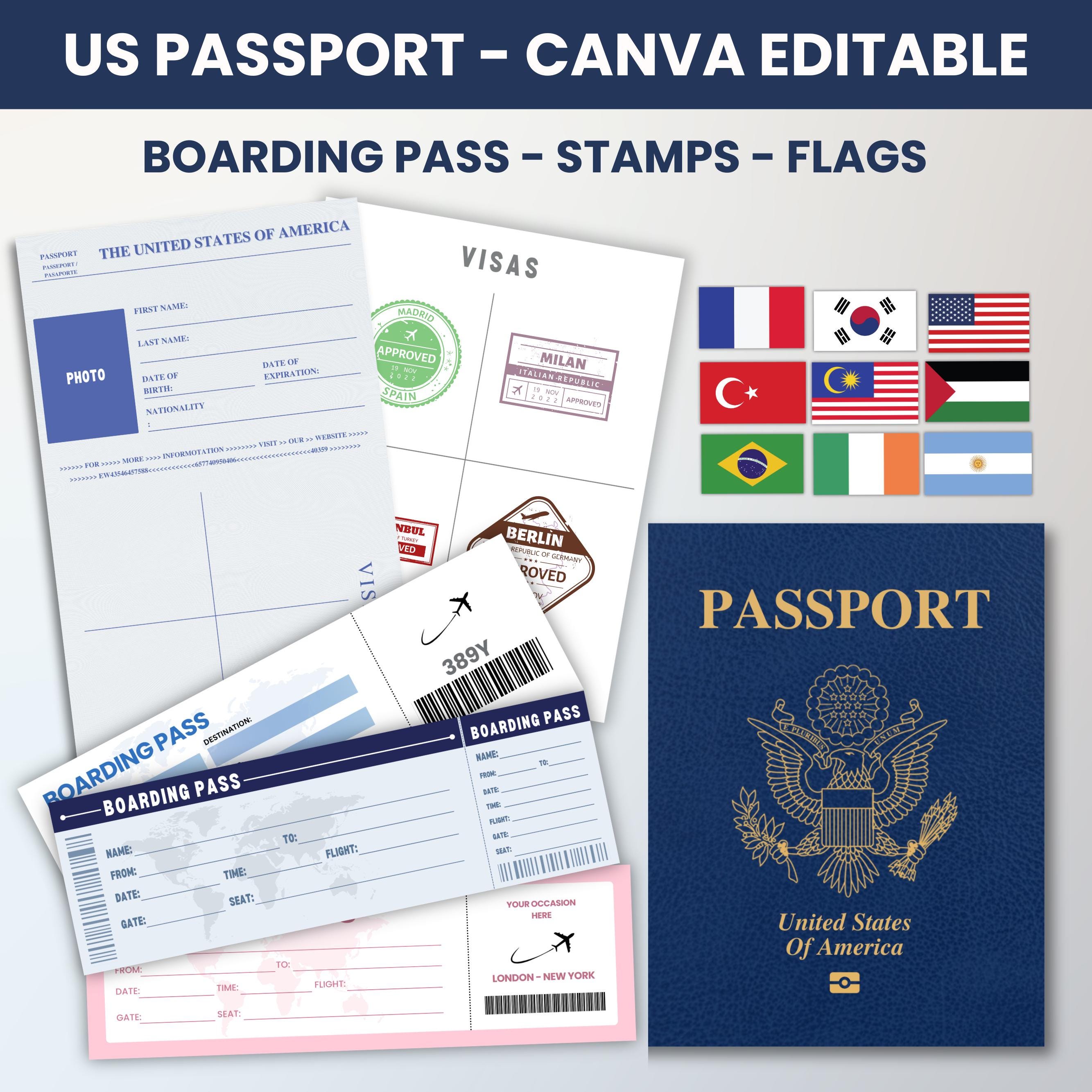 Editable Us Passports for Kids, Printable Passport for Kid for Playing ...