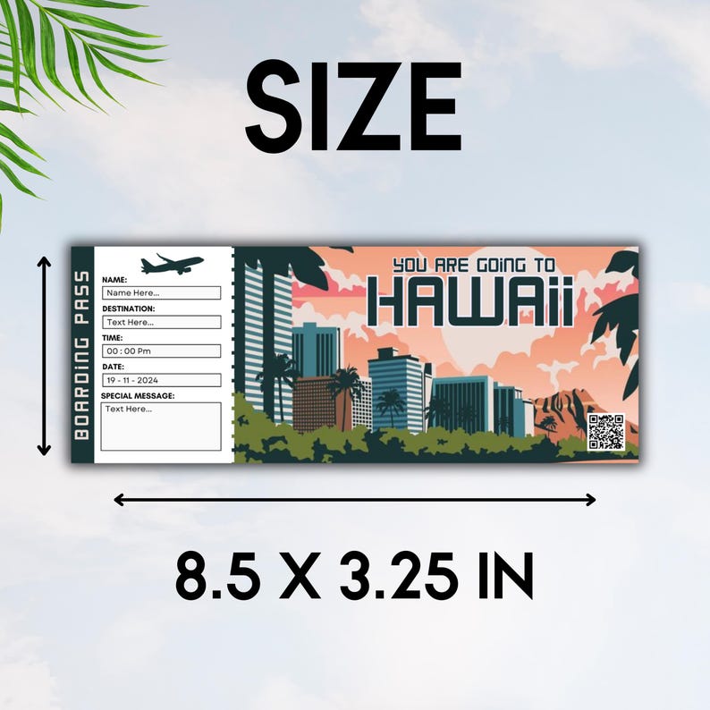 Editable Hawaii Boarding Pass Template, Hawaii Usa Trip Surprise Gift ...