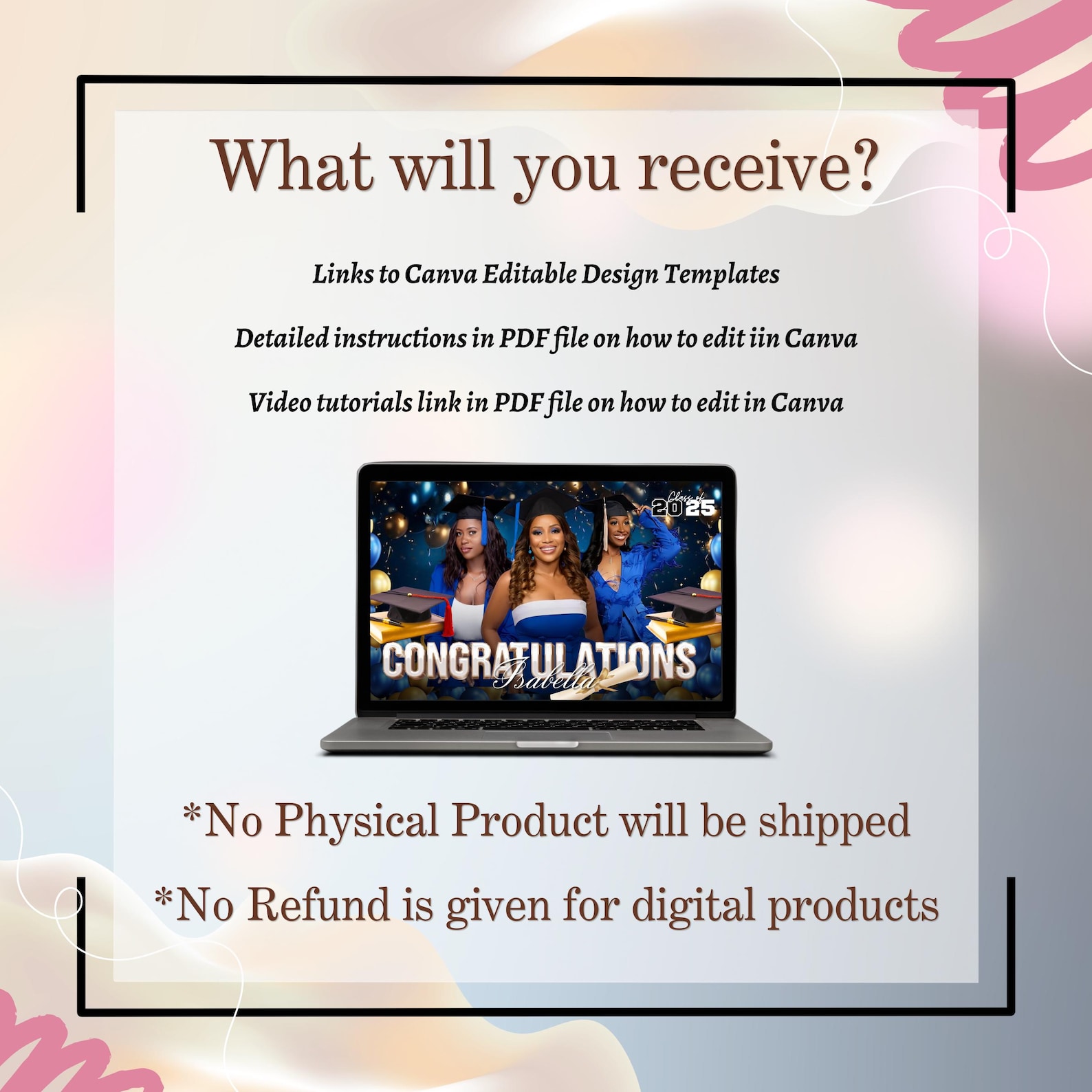 Graduation Backdrop Bundle, 4 Editable Graduate Backdrops, Canva Grad ...