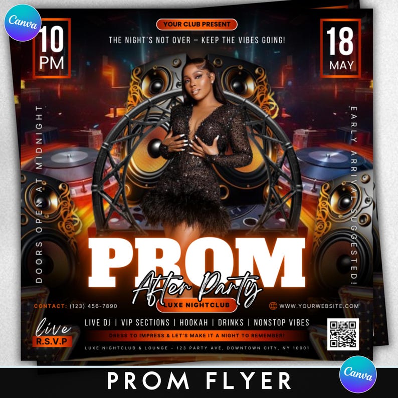 Prom After Party Flyer, College School After Party, Prom Season Flyer ...