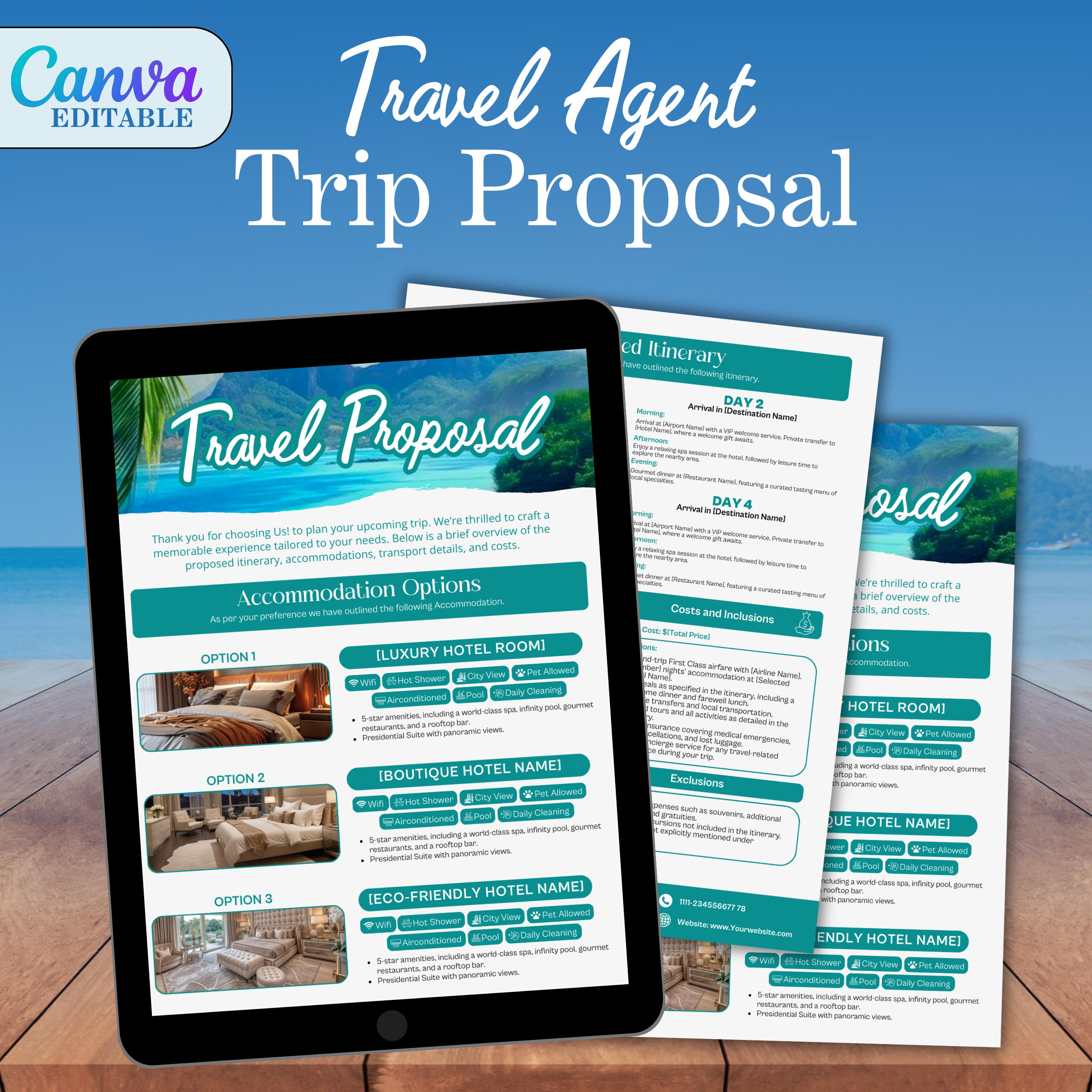 Trip Proposal Template, Travel Agent Proposal Template, Travel Agent ...